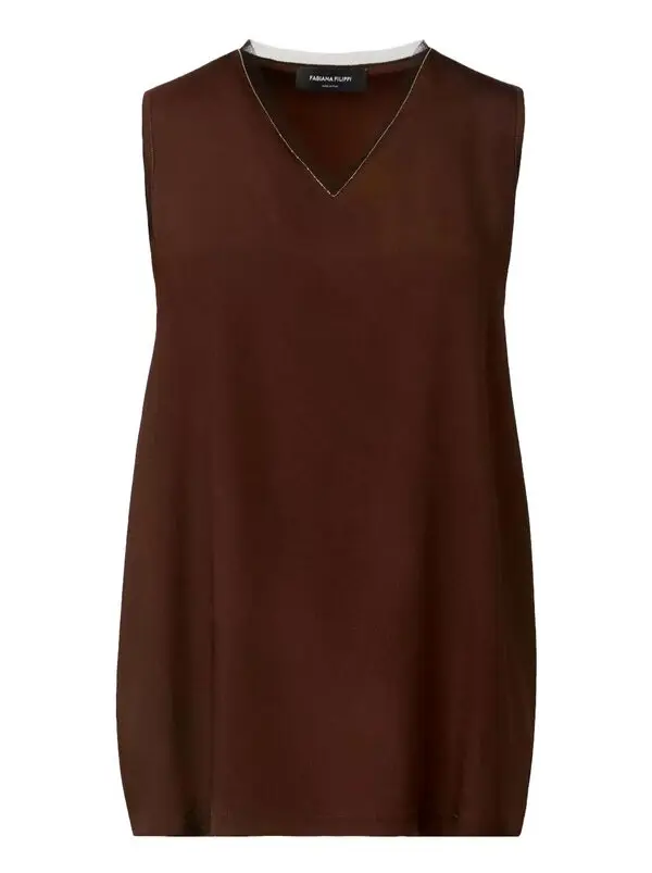 Fabiana Filippi V-neck Embellished Top - Brown