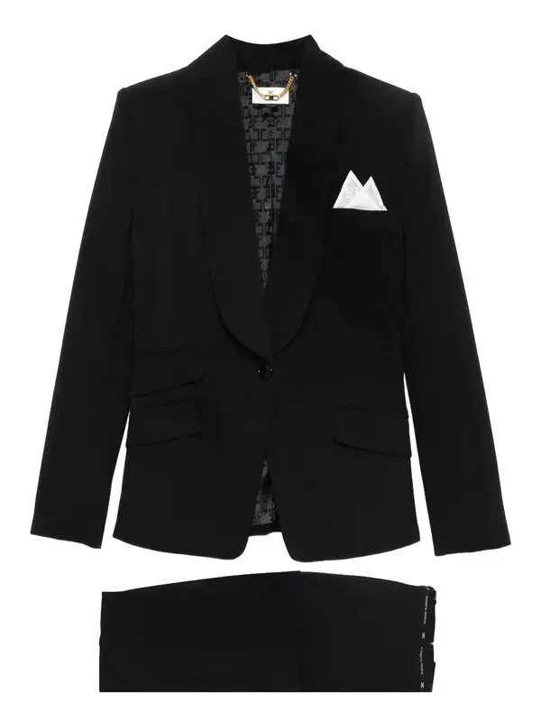 Elisabetta Franchi Shawl-collar Single-breasted Suit - Black