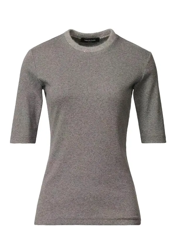 Fabiana Filippi Embellished-neckline Top - Grey