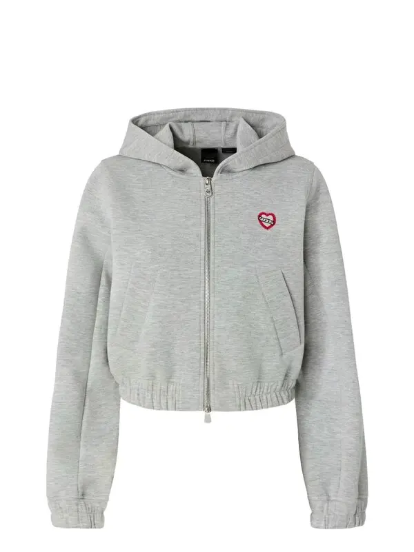 Pinko Logo-embroidered Zip Hoodie - Grey