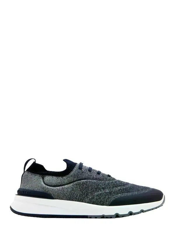 Brunello Cucinelli Knitted Lace-up Sneakers - Blue