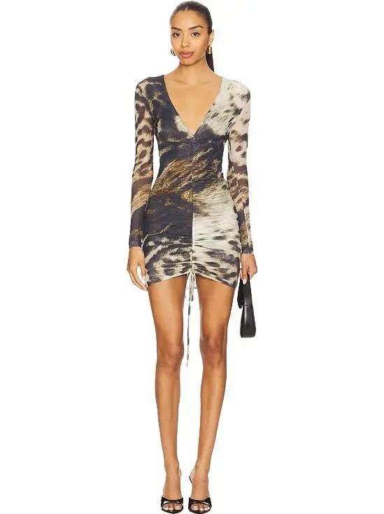 FARAI LONDON Anesu Plunge Mini Dress - Multi