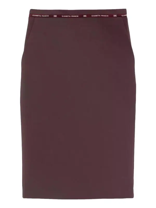 Elisabetta Franchi Pencil Skirt With Waistband Detail - Brown