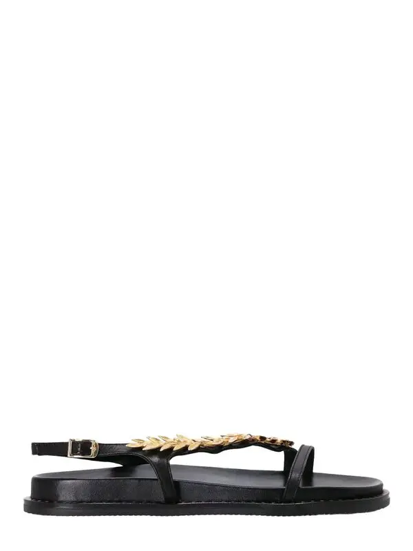 KOTRIS SANDALS Leaf-embellished Buckle Sandals - Black