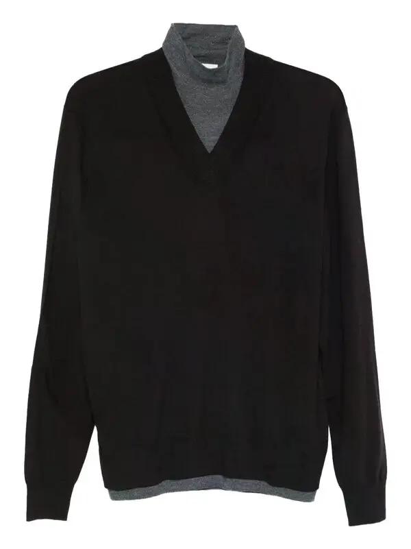 PAOLO PECORA V-neck Wool Sweater - Brown