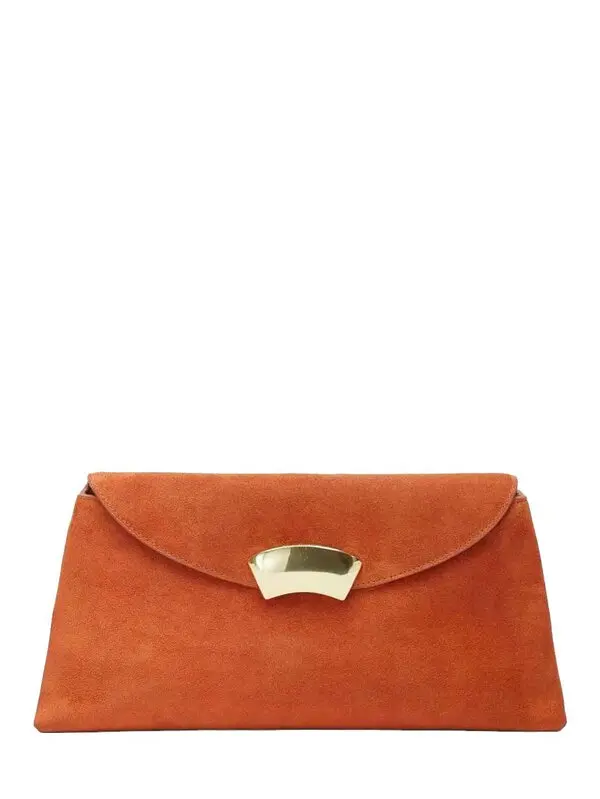 3.1 Phillip Lim Curved-flap Suede Clutch - Orange