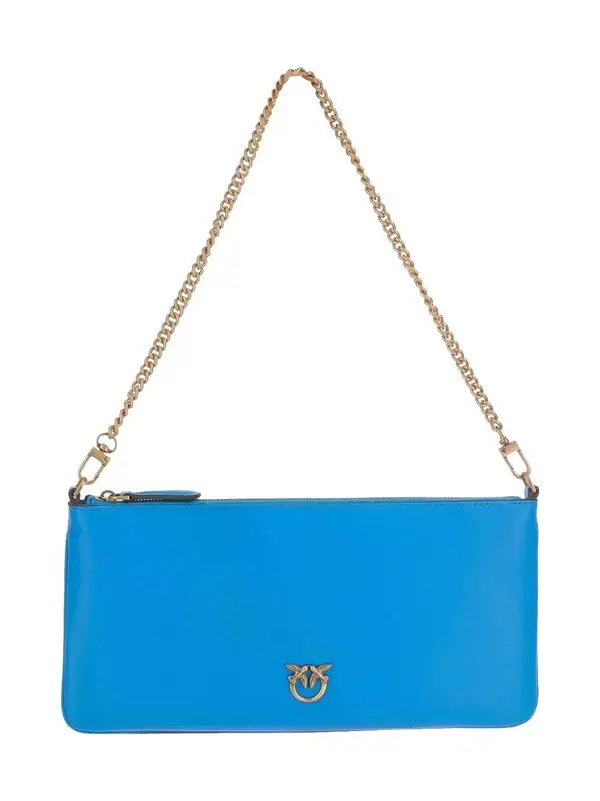 Pinko Leather Clutch With Chain Strap - Blue