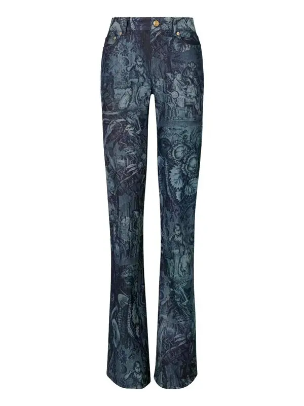 Tory Burch Printed Flared Jeans - Blue