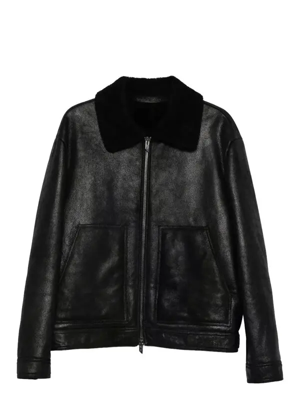 SALVATORE SANTORO Shearling-collar Zip-front Jacket - Black