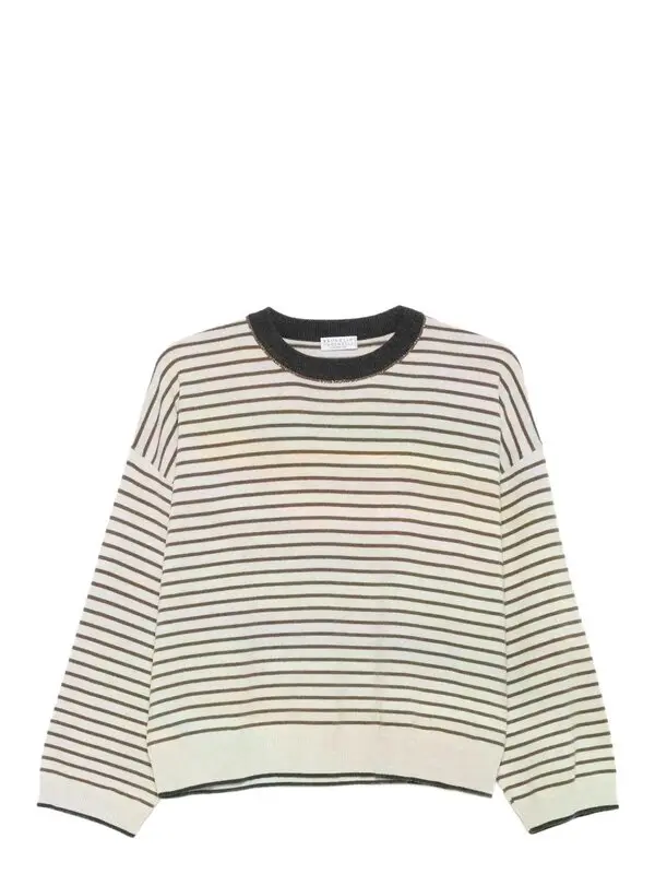 Brunello Cucinelli Striped Crew-neck Sweater - Neutrals