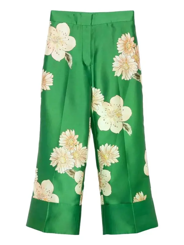 ALEMAIS Floral-print Trousers - Green