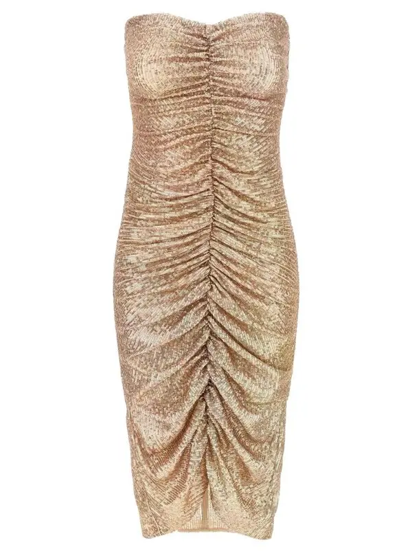 Norma Kamali Sequin-embellished Strapless Dress - Neutrals