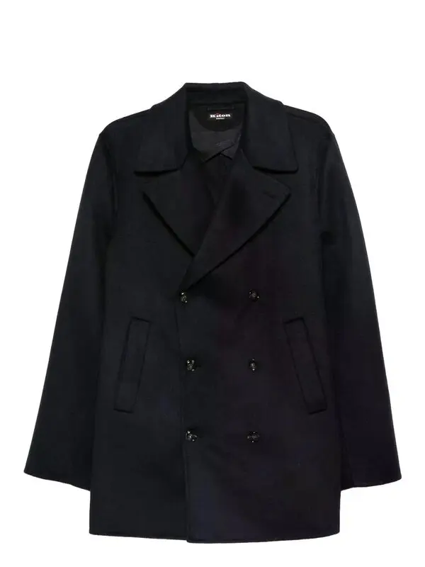 Kiton Double-breasted Cashmere Coat - Blue