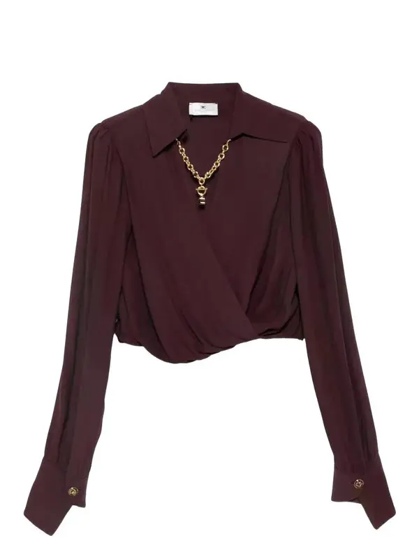 Elisabetta Franchi Wrap-effect Long-sleeve Top - Brown