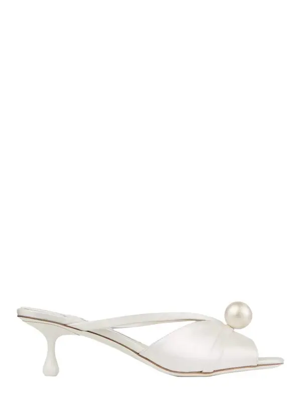JIMMY CHOO 50mm Pearl-embellished Satin Mules - Neutrals