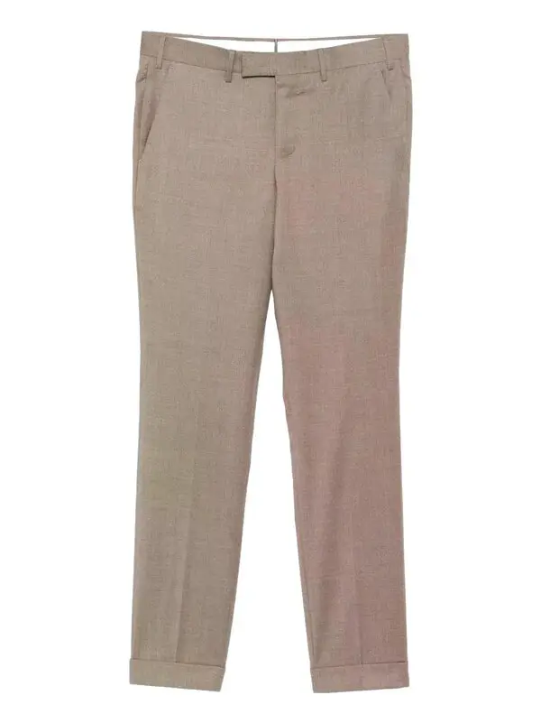 PT TORINO Cuffed Wool Trousers - Neutrals