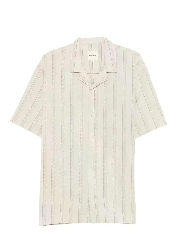 NOYOCO Orleans Striped Camp-collar Shirt - Neutrals