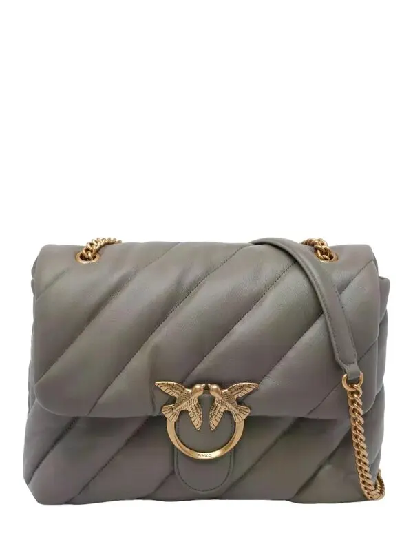 Pinko Quilted Bird-embellished Shoulder Bag - Grey