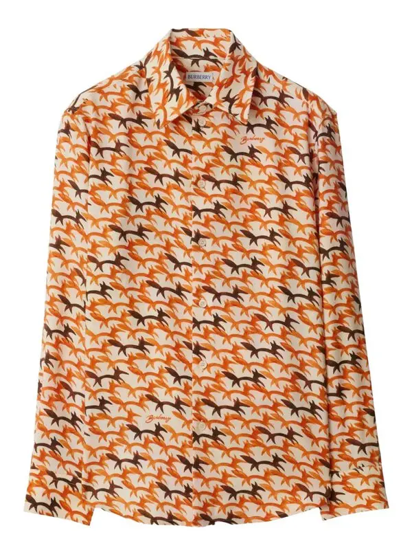 Burberry Fox-print Wool Shirt - Orange