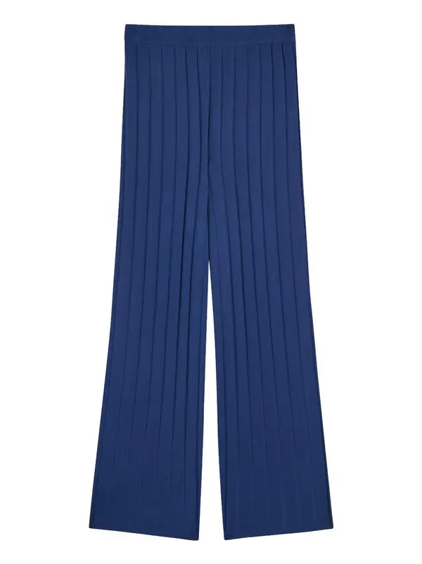 Max Mara Ribbed Knit Wide-leg Trousers - Blue