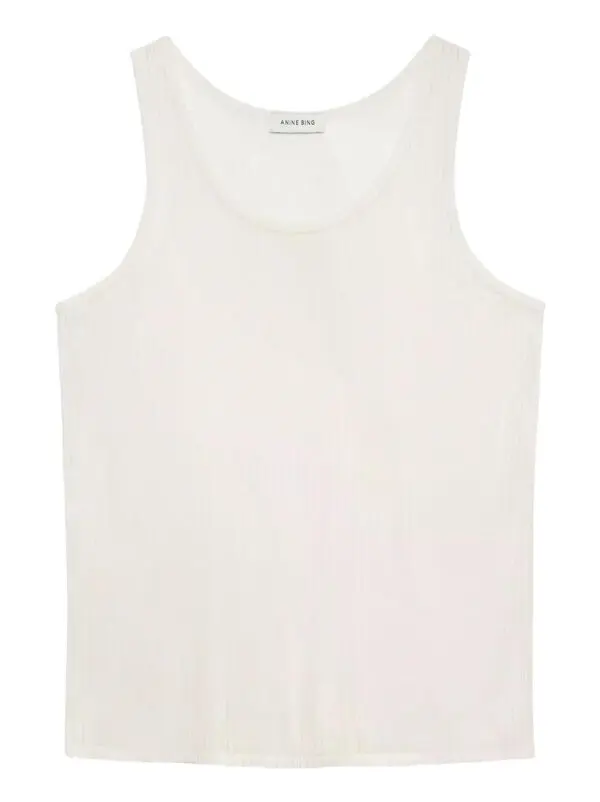 ANINE BING Eugene Ribbed Sleeveless Top - White