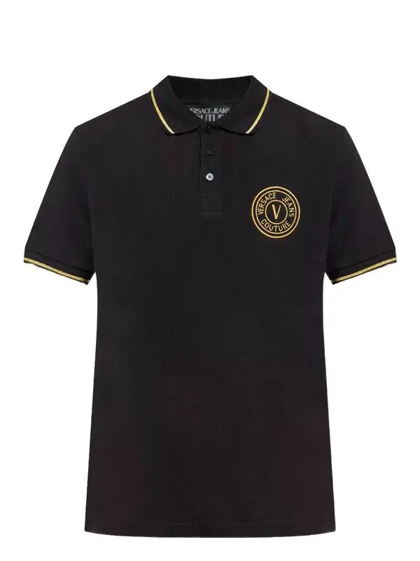 Versace Logo-embroidered Polo Shirt - Black