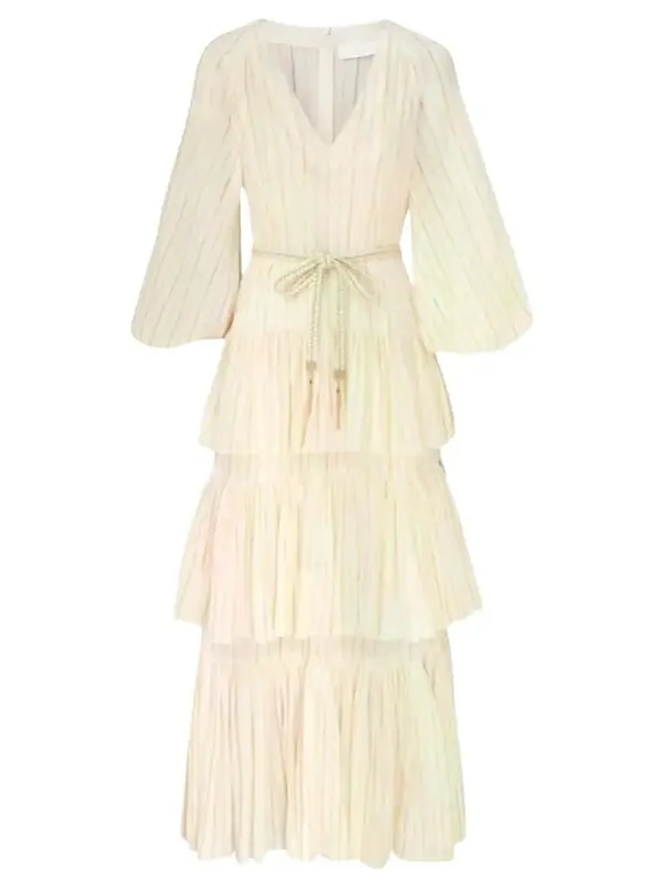 Zimmermann Tiered Striped Dress - Neutrals