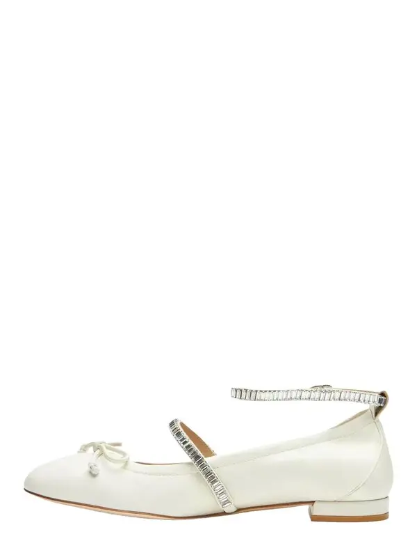STUART WEITZMAN Crystal-embellished Bow Flats - Neutrals