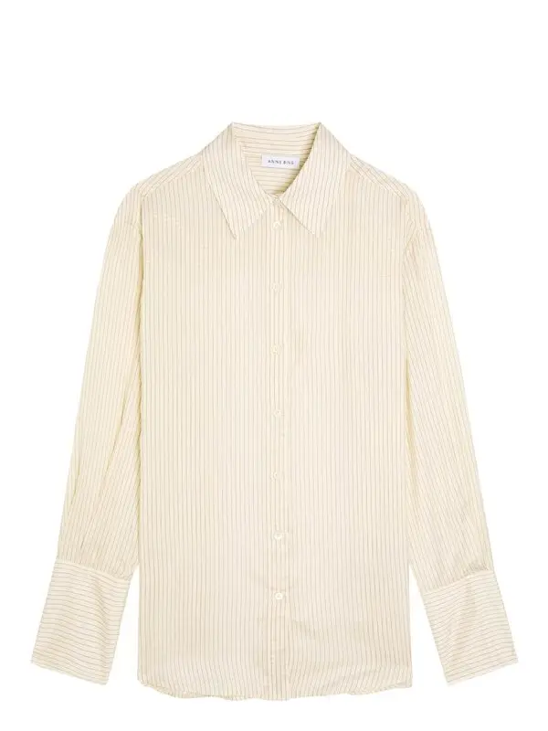 ANINE BING Pinstriped Satin Shirt - Cream