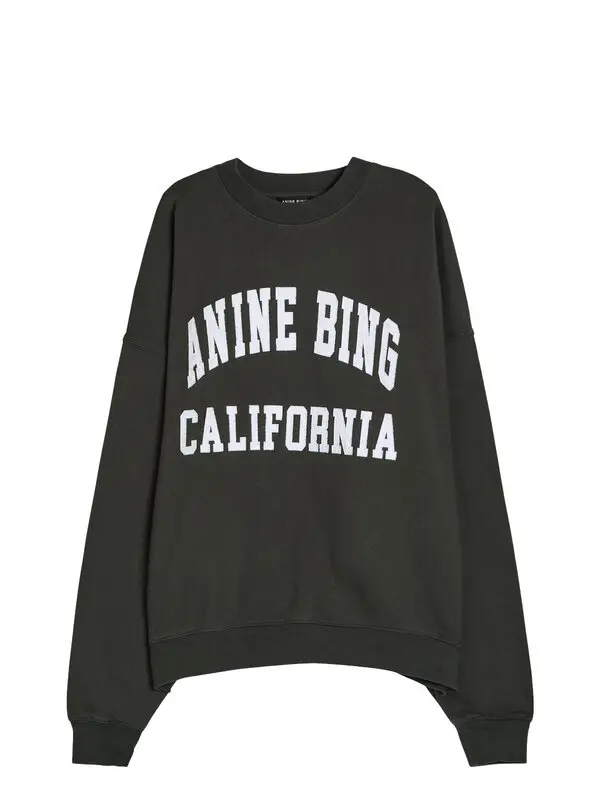 ANINE BING Miles Logo Cotton Sweatshirt - Black
