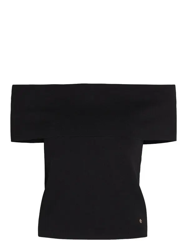 ANINE BING Francis Stretch-knit Top - Black