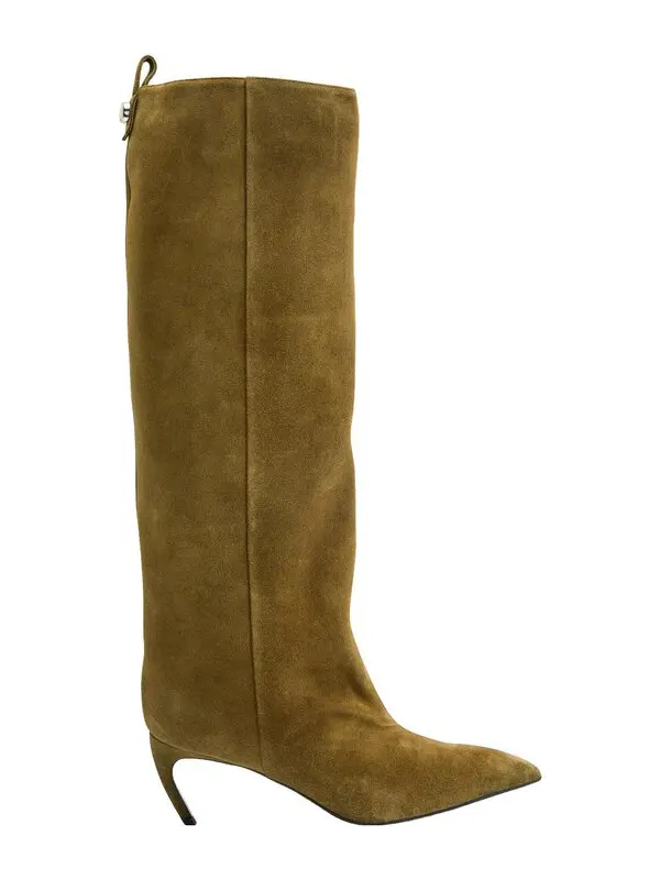 Attico Lea 65 Suede Knee-high Boots - Khaki