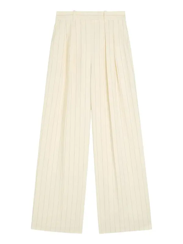 ANINE BING Pinstriped Wide-leg Trousers - Cream