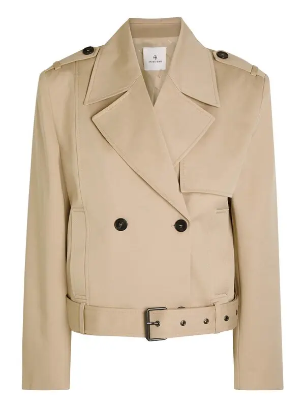 ANINE BING Double-breasted Cotton Trench Jacket - Taupe