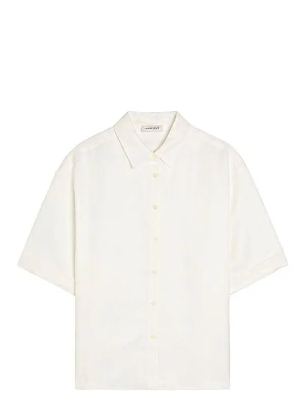 ANINE BING Coco Rayon And Linen-blend Shirt - Ivory