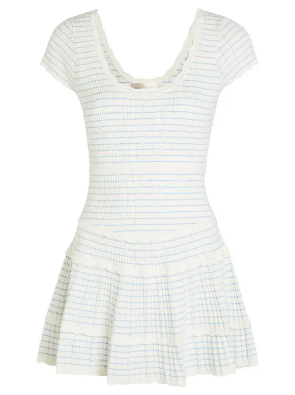 LoveShackFancy Elisavette Striped Knit Mini Dress - White And Blue
