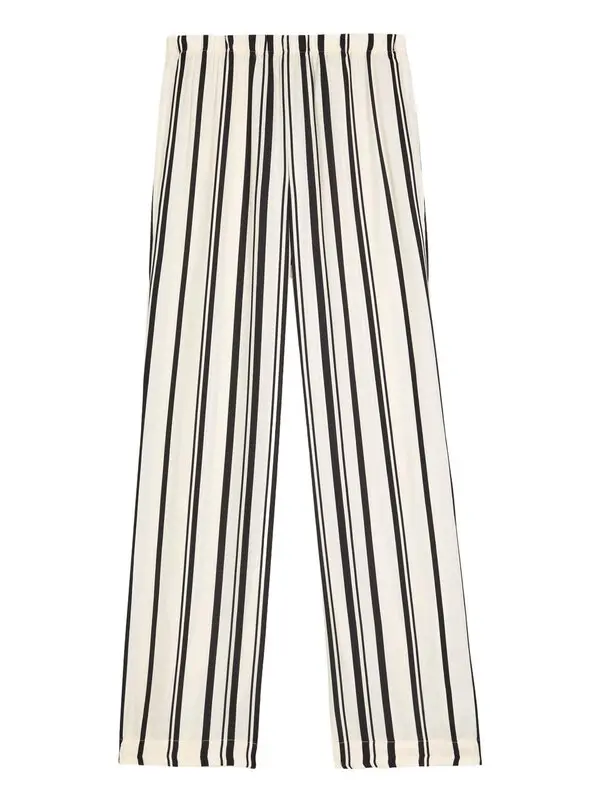 ANINE BING Elain Striped Satin Trousers - Black And White