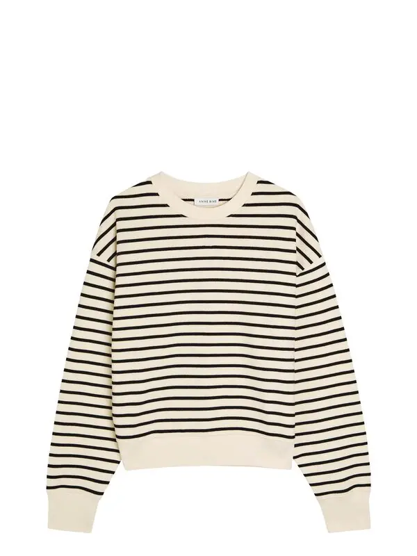 ANINE BING Dean Striped Cotton-blend Sweatshirt - White And Black