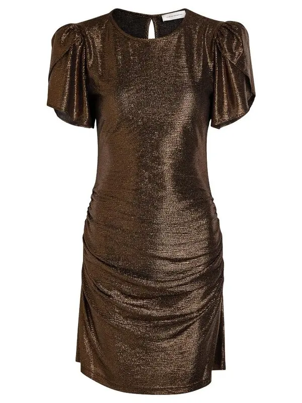 LUXE DE VALENTINA Metallic Jersey Mini Dress - Brown