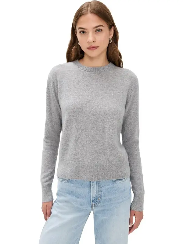 WHITE & WARREN Cashmere Crew Pullover - Grey Heather