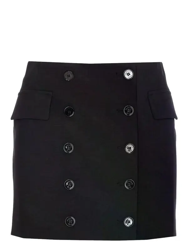 Patrizia Pepe Double-button Straight Skirt - Black