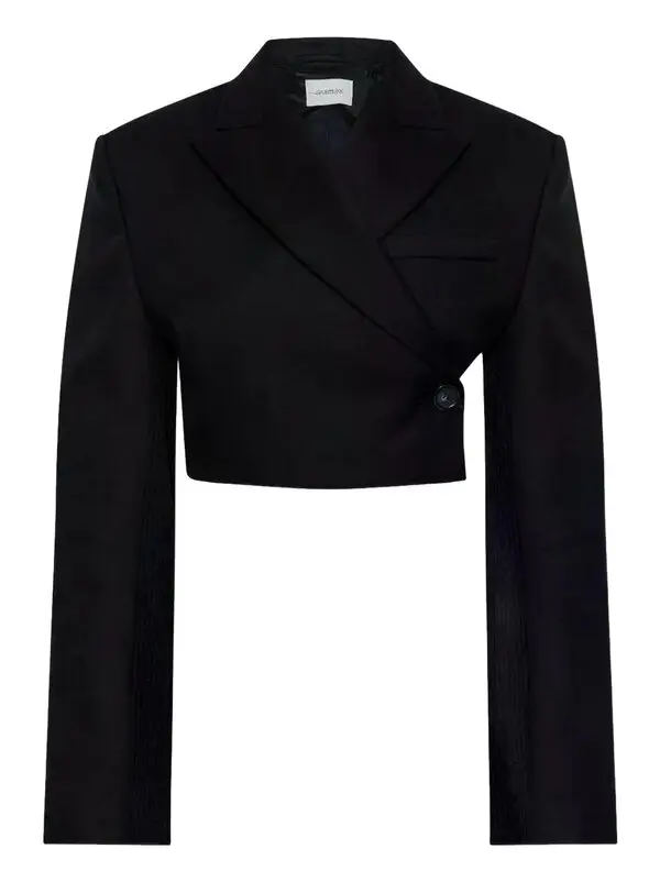 Sportmax Cropped Knit-sleeve Blazer - Black