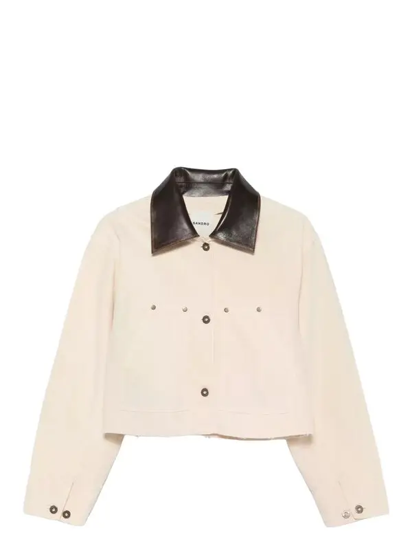 Sandro Contrasting-collar Cropped Jacket - Neutrals