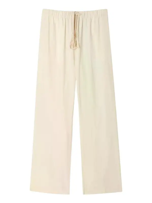 Sandro Drawstring Cotton Trousers - Neutrals