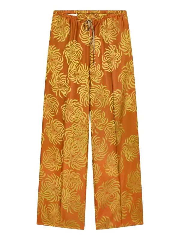 Dries Van Noten Floral Print Trousers - Orange