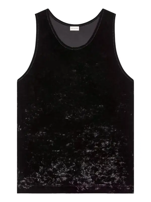 Dries Van Noten Crushed Velvet Tank-top - Black
