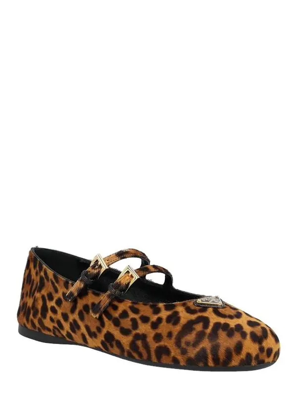 Prada Printed Leather Ballet Flats - Brown