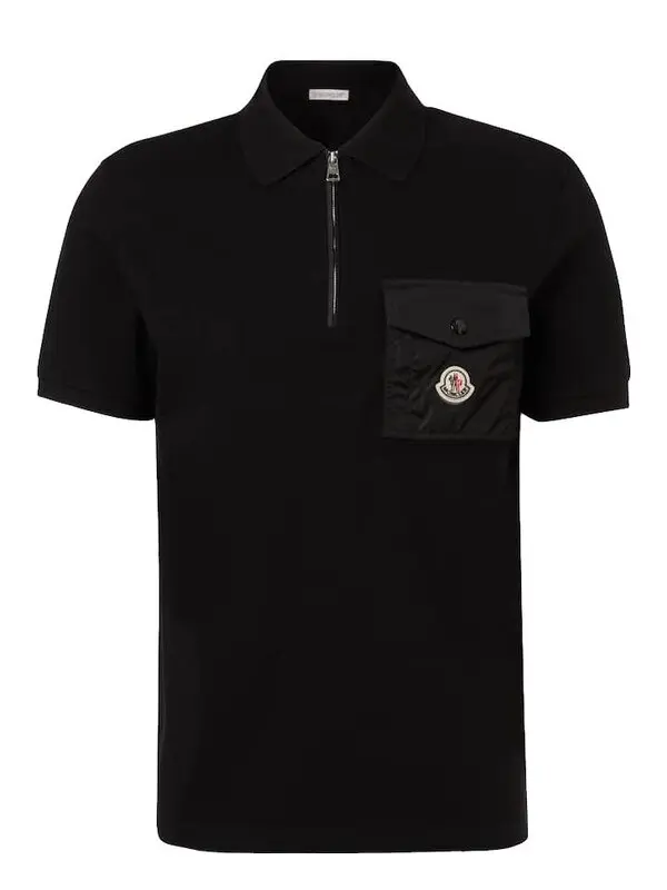 Moncler Cotton Piqué Polo Shirt - Black