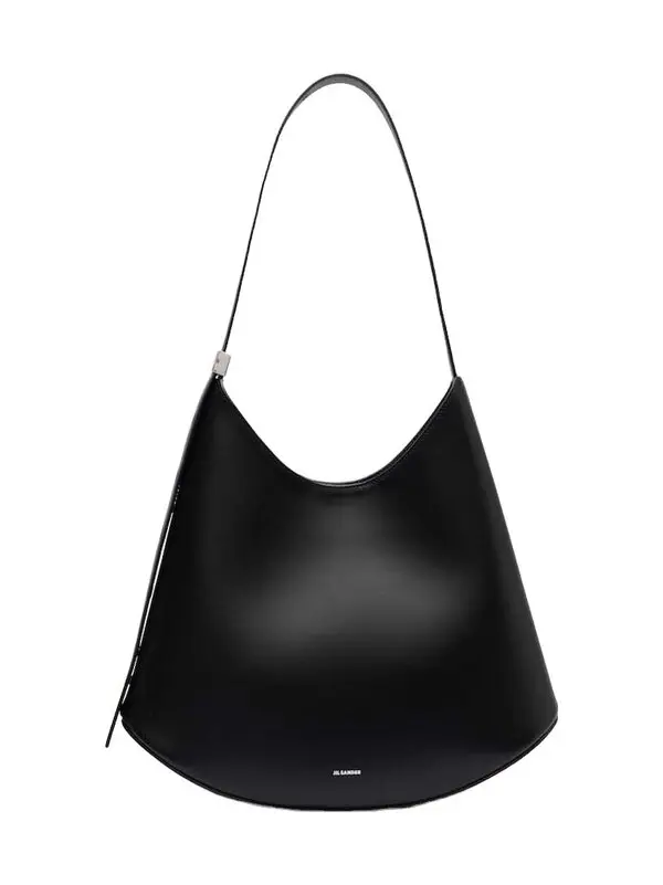 JIL SANDER Eldorado Medium Leather Shoulder Bag - Black