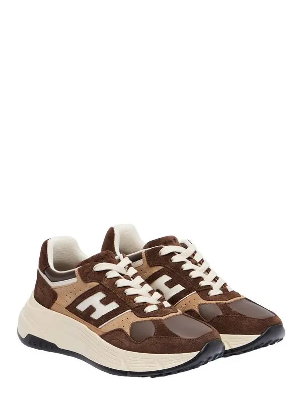Hogan H669 Suede And Leather Sneakers - Brown